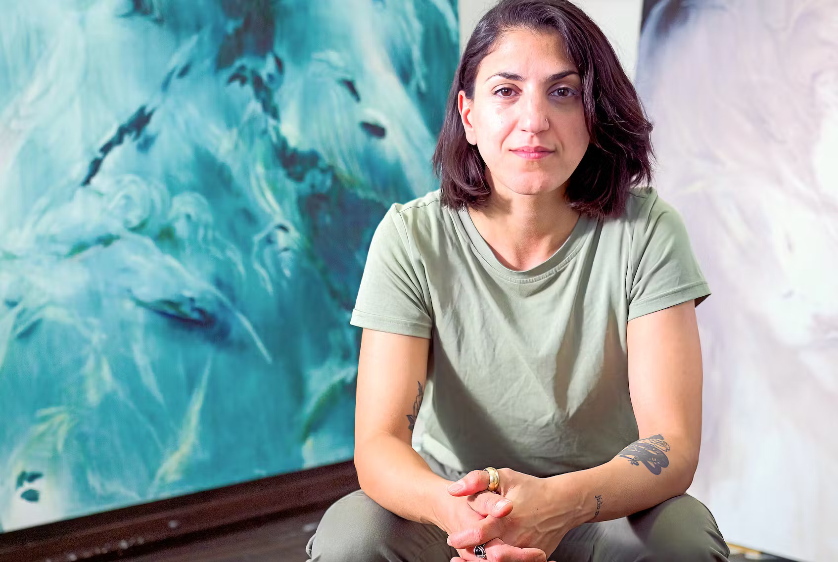 chantal in front of painting – Canadian Art Junkie